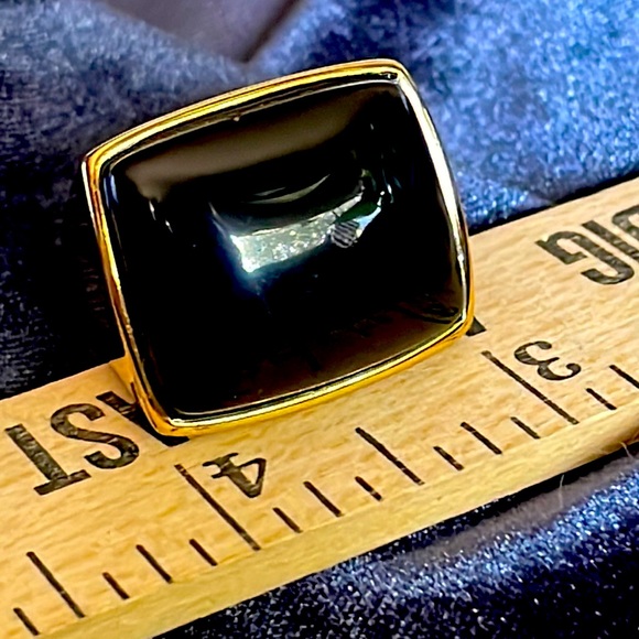 Jewelry | 1 Black Stone Gold Over Stainless Steel Statement Ring | Poshmark